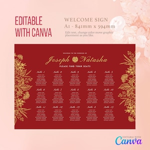 Chinese Wedding Seating Chart Board Template, Vietnamese Seating ...
