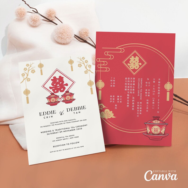 Chinese Tea Ceremony Wedding Invitation: Double Happiness (DIY ...