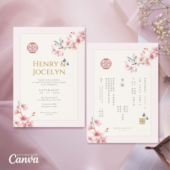 Wedding invitations cherry blossom theme | Beachweddingtips.com