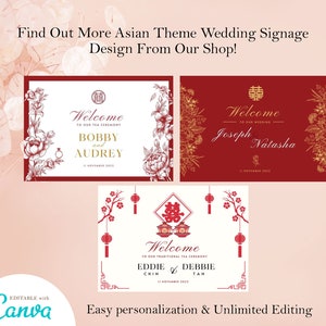 Asian Wedding Welcome Sign: Double Happiness, Floral Design (DIY ...