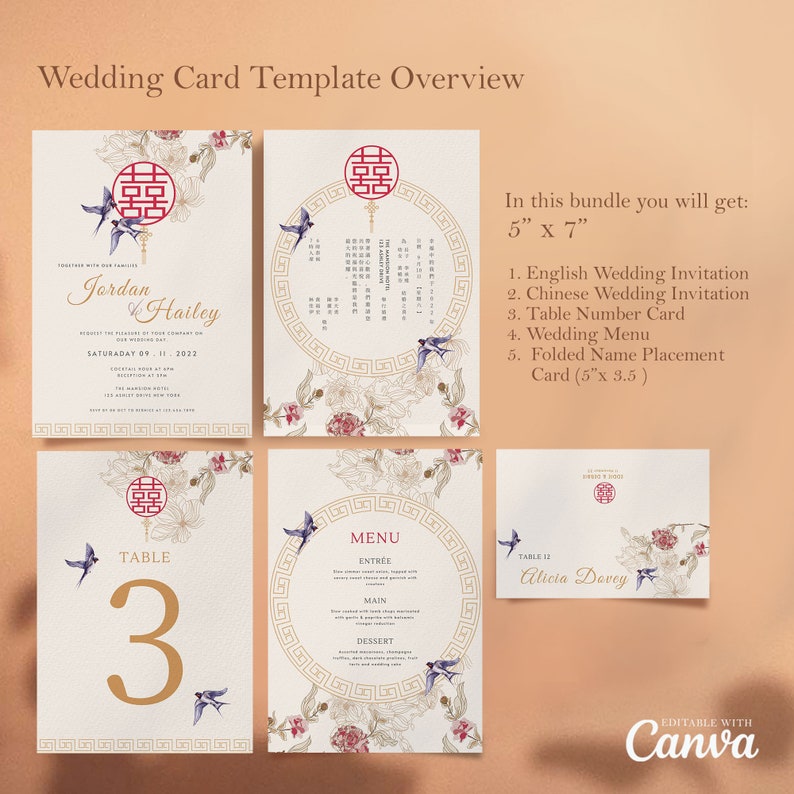 Asian Theme Wedding Invitation Card Bundle Chinese Wedding - Etsy