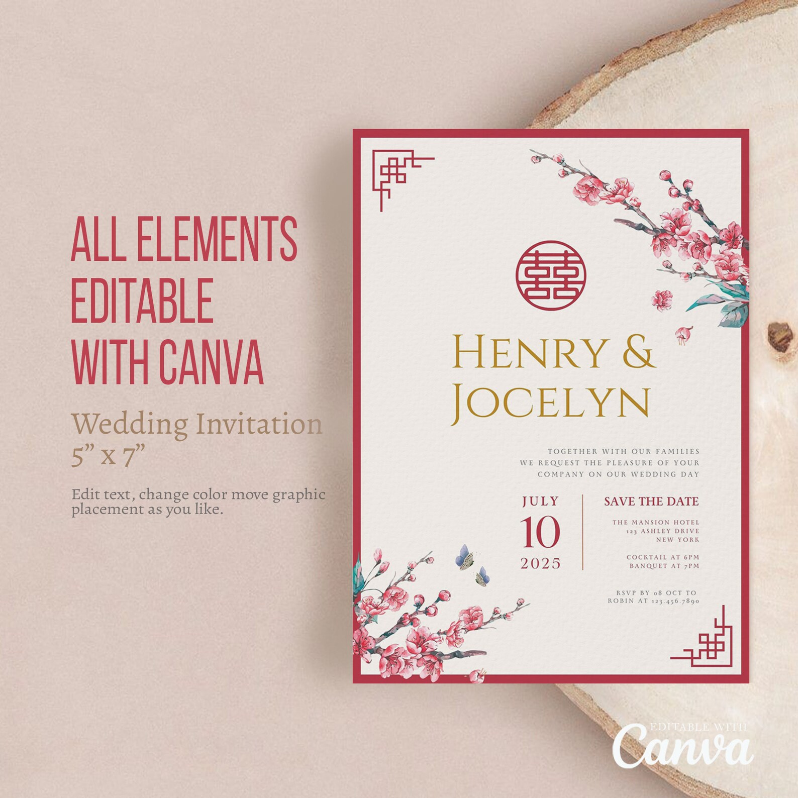Oriental Chinese Wedding Invitation Card Template Asian Wedding Card