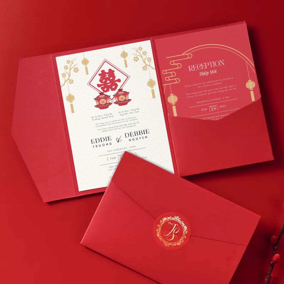 Vietnamese Tea Ceremony Wedding Invitation Card Thiep Cuoi - Etsy