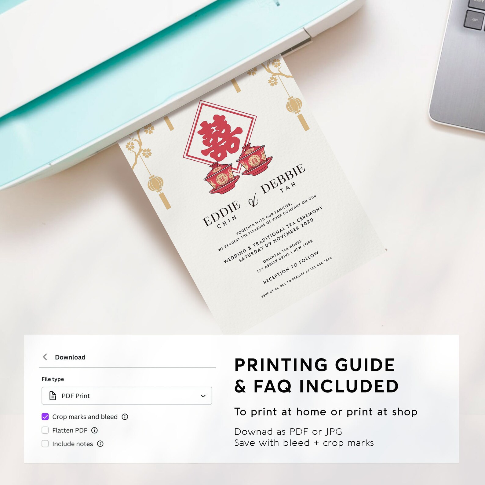 Chinese Tea Ceremony Wedding Invitation: Double Happiness (DIY ...
