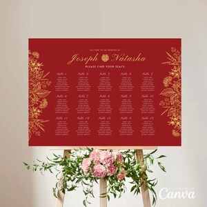 Chinese Wedding Seating Chart Board Template, Vietnamese Seating ...