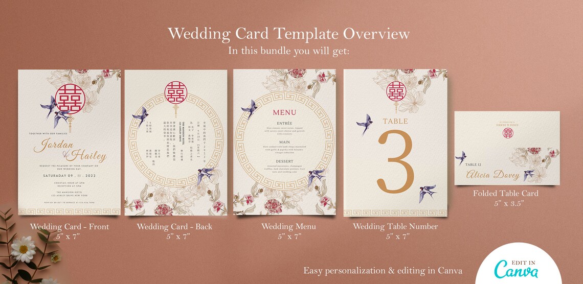 Asian Theme Wedding Invitation Card Bundle Chinese Wedding - Etsy
