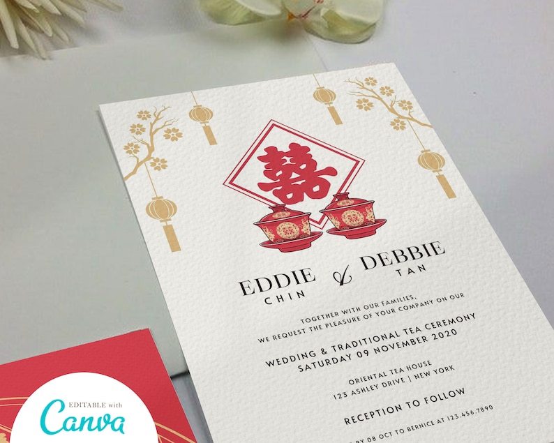 Chinese Tea Ceremony Wedding Invitation Card Asian Wedding - Etsy