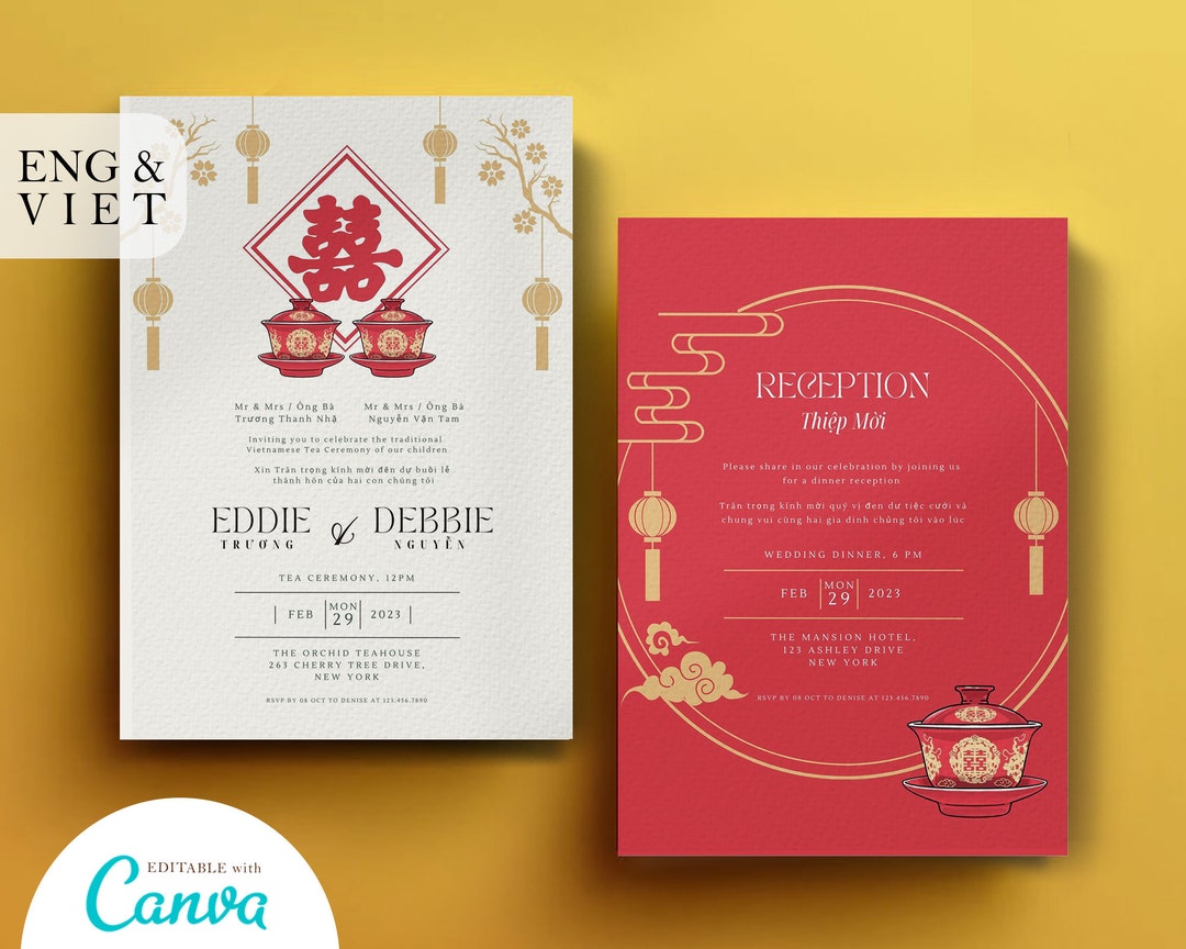 Vietnamese Tea Ceremony Wedding Invitation Card Thiep Cuoi - Etsy