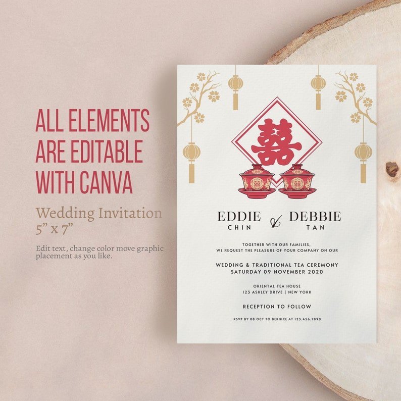 Chinese Tea Ceremony Wedding Invitation: Double Happiness (DIY ...