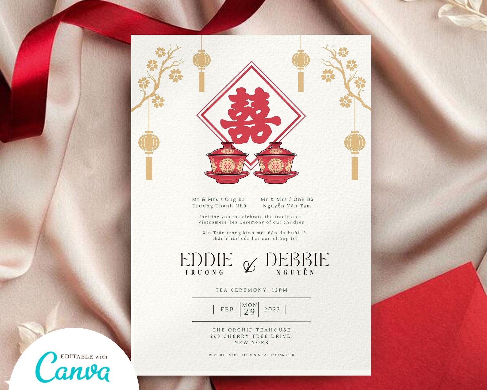 Vietnamese Tea Ceremony Wedding Invitation Card Thiep Cuoi - Etsy