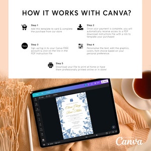 Blue Chinoiserie Wedding Invitation Card Template Asian - Etsy