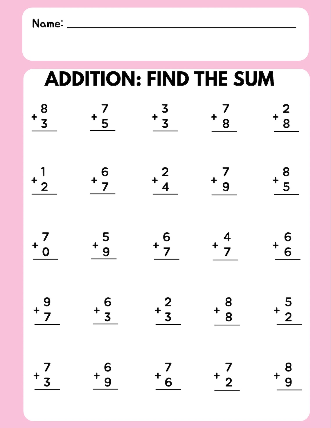 Math Worksheets 1st Grade Addition - Etsy