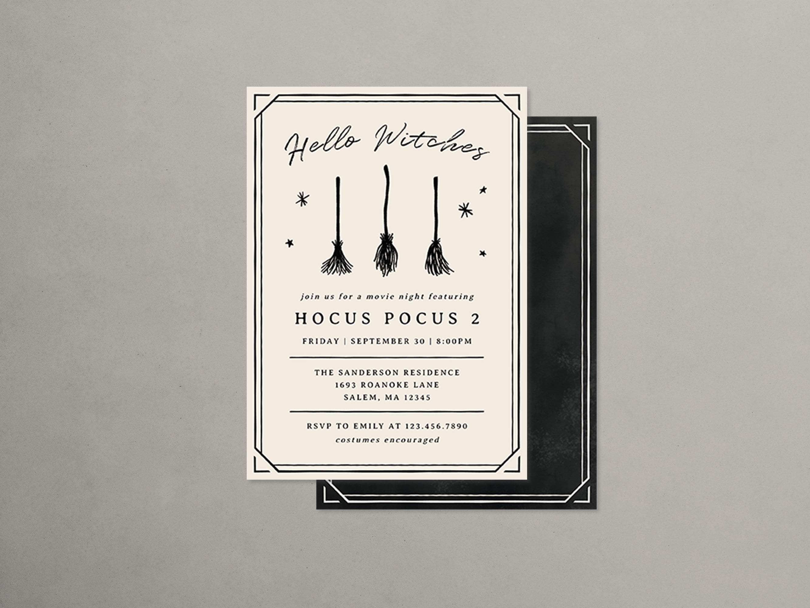 Hello Witches Halloween Invitation Template, Halloween Party Editable ...