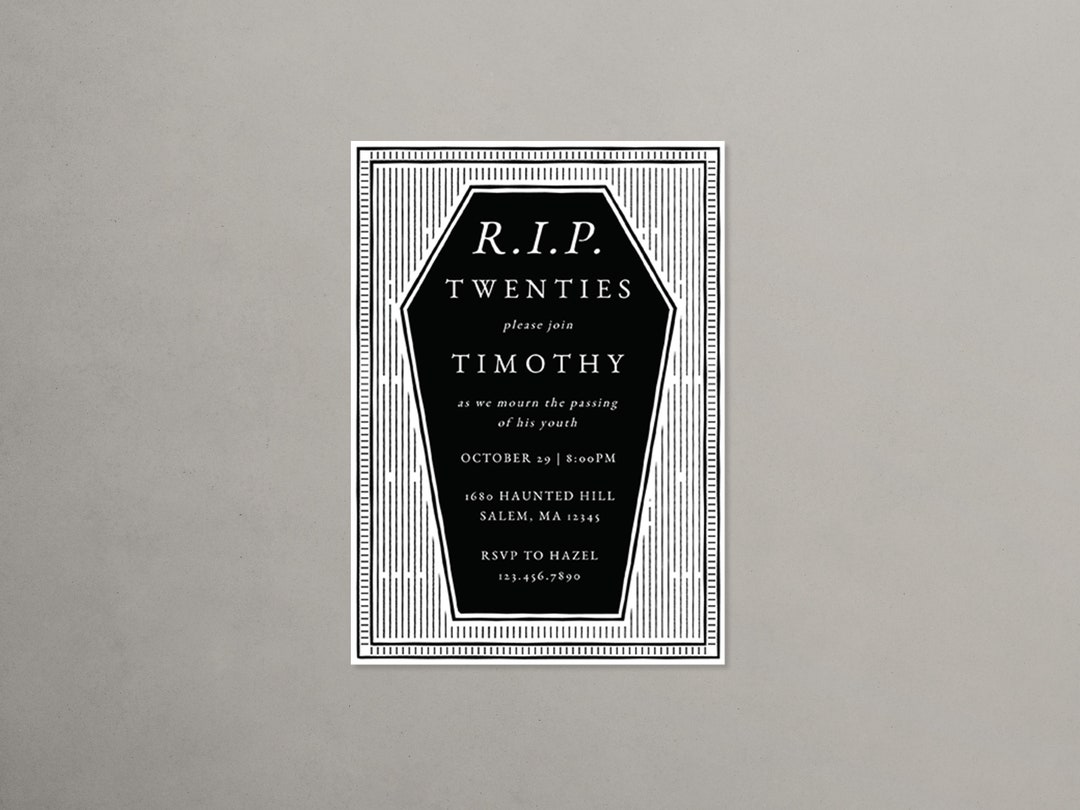 Halloween Coffin Invitation Template, Halloween Birthday Editable ...
