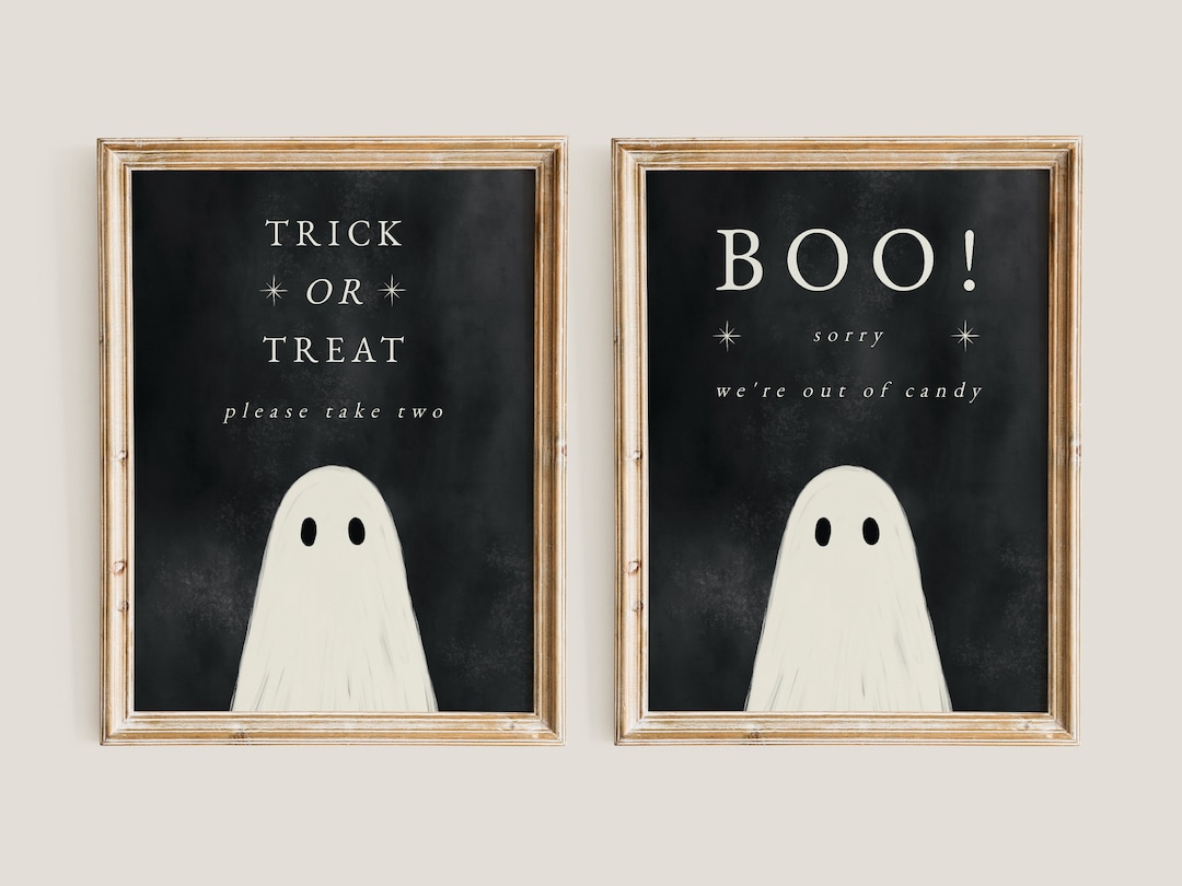 Friendly Ghost Halloween Candy Sign Template, Trick or Treat Editable ...