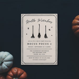 Hello Witches Halloween Invitation Template, Halloween Party Editable ...