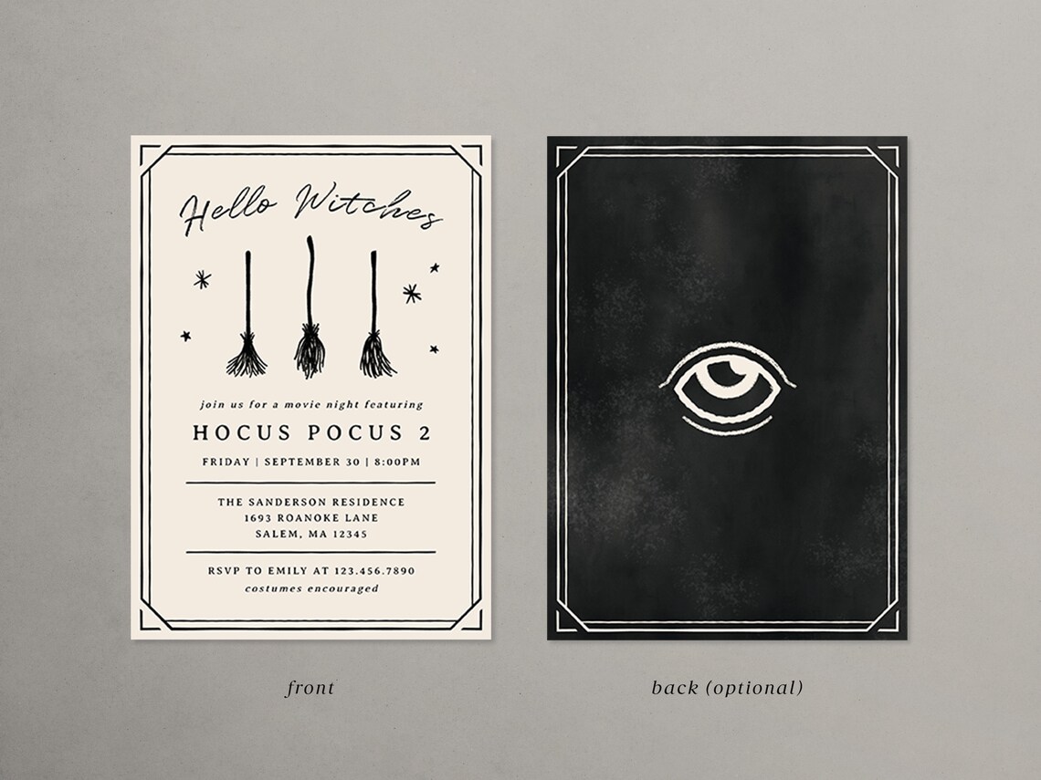 Hello Witches Halloween Invitation Template, Halloween Party Editable ...