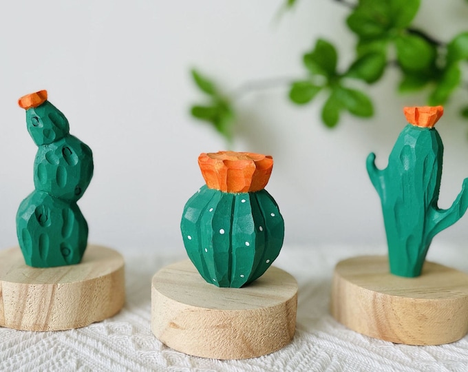 Vintage Carved Wood Saguaro Cactus Sculpture 9-1/4 X 3" - MCM Ironwood ...