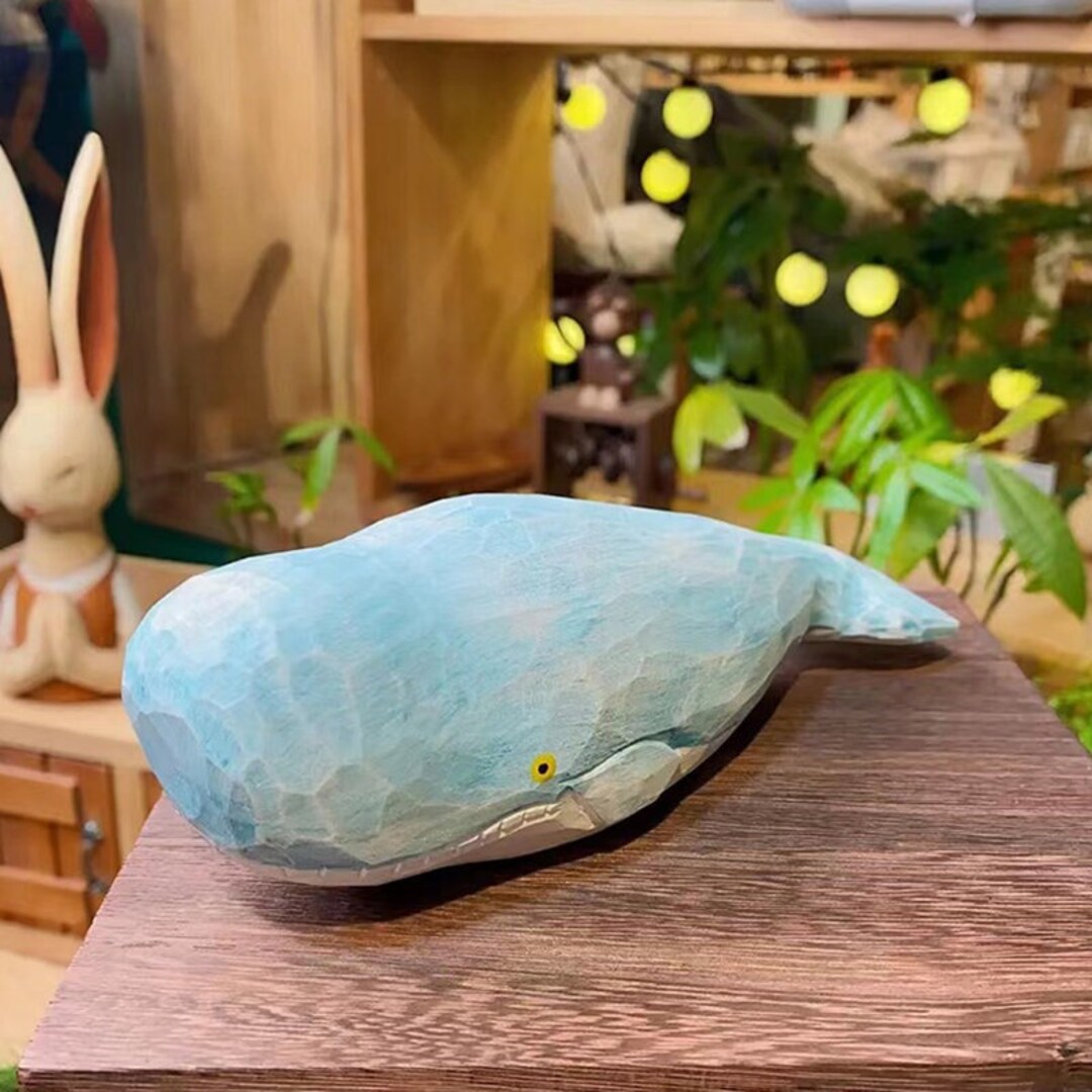 Wooden Whale Statue,hand Carved Whale,animal Figurine,whale Decor,whale ...