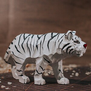 Handmade Wooden Tiger Wooden Animal Ornaments Handmade Carving Gifts ...