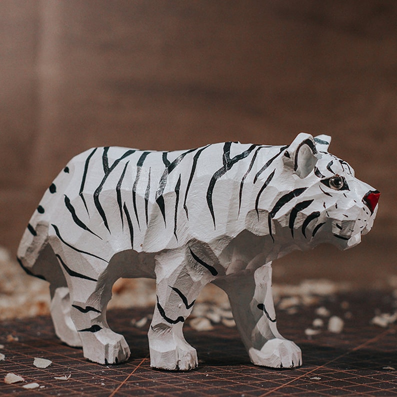Handmade Wooden Tiger Wooden Animal Ornaments Handmade Carving - Etsy