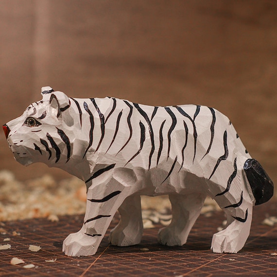 Handmade Wooden Tiger Wooden Animal Ornaments Handmade Carving - Etsy