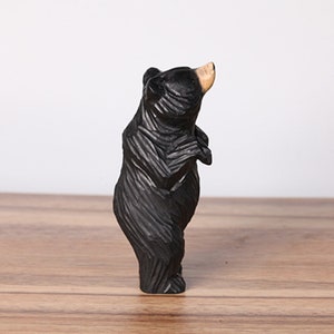 Handmade Wooden Carving Black Bear Sculpturechristmas - Etsy