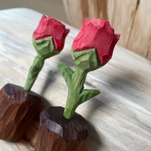 Wooden Red Rose Decor,wood Carving Rose Sculpture,engagement Gift,gift ...