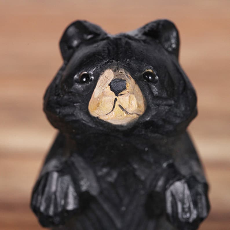 Handmade Wooden Carving Black Bear Sculpturechristmas - Etsy