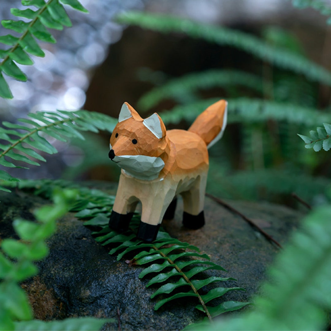 Hand-carved Wooden Fox Figurine, Rustic Home Decor - Etsy