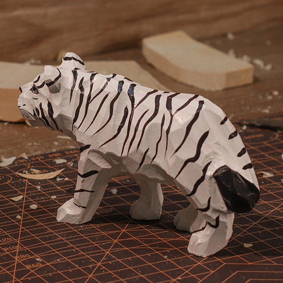 Handmade Wooden Tiger Wooden Animal Ornaments Handmade Carving - Etsy