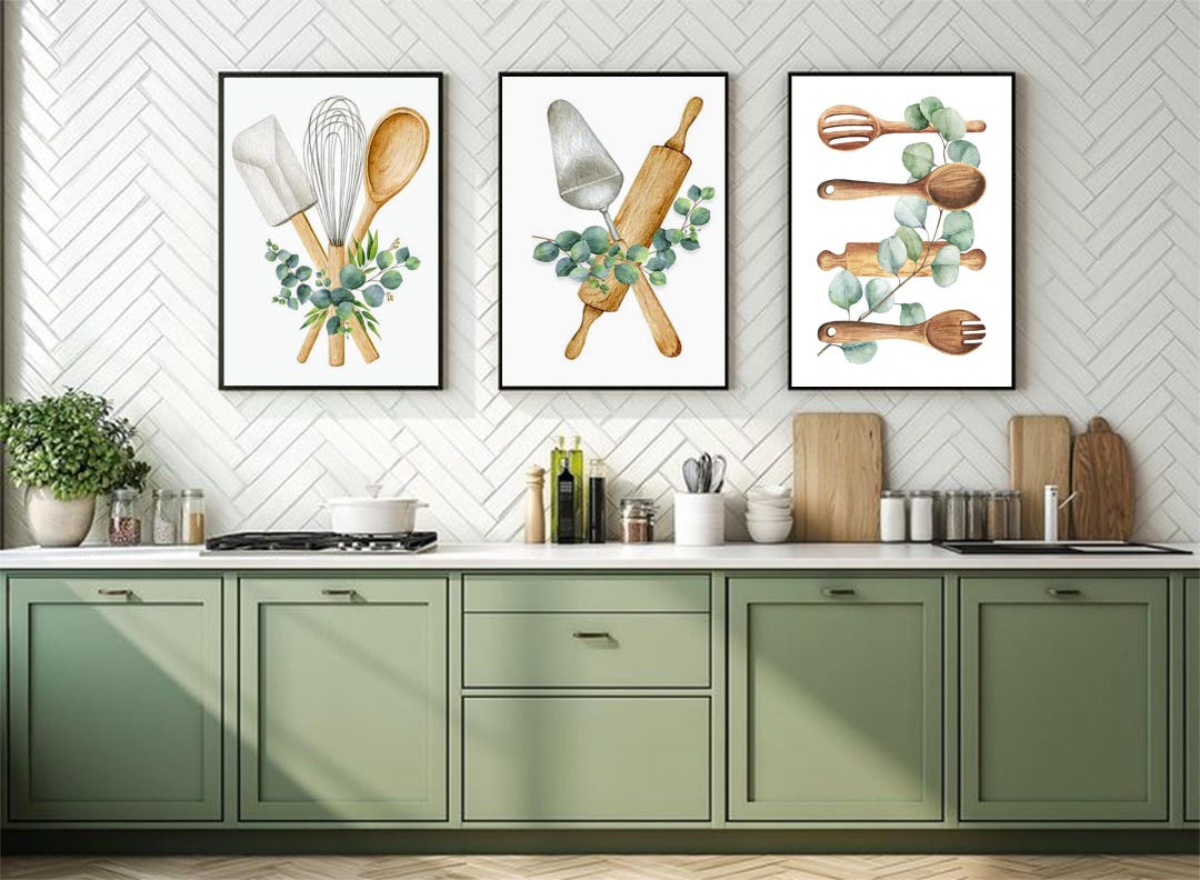 Neutral Kitchen Utensil Poster Set – Modern Farmhouse Cooking Tools ...