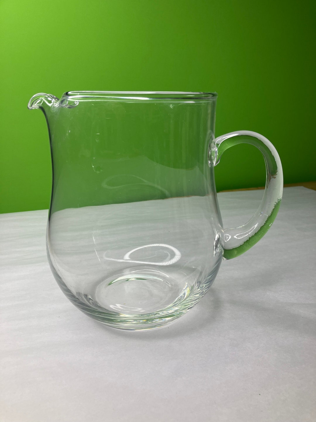 Vintage Hand Blown Glass Pitcher Gorgeous Shape and Amazing Applied ...