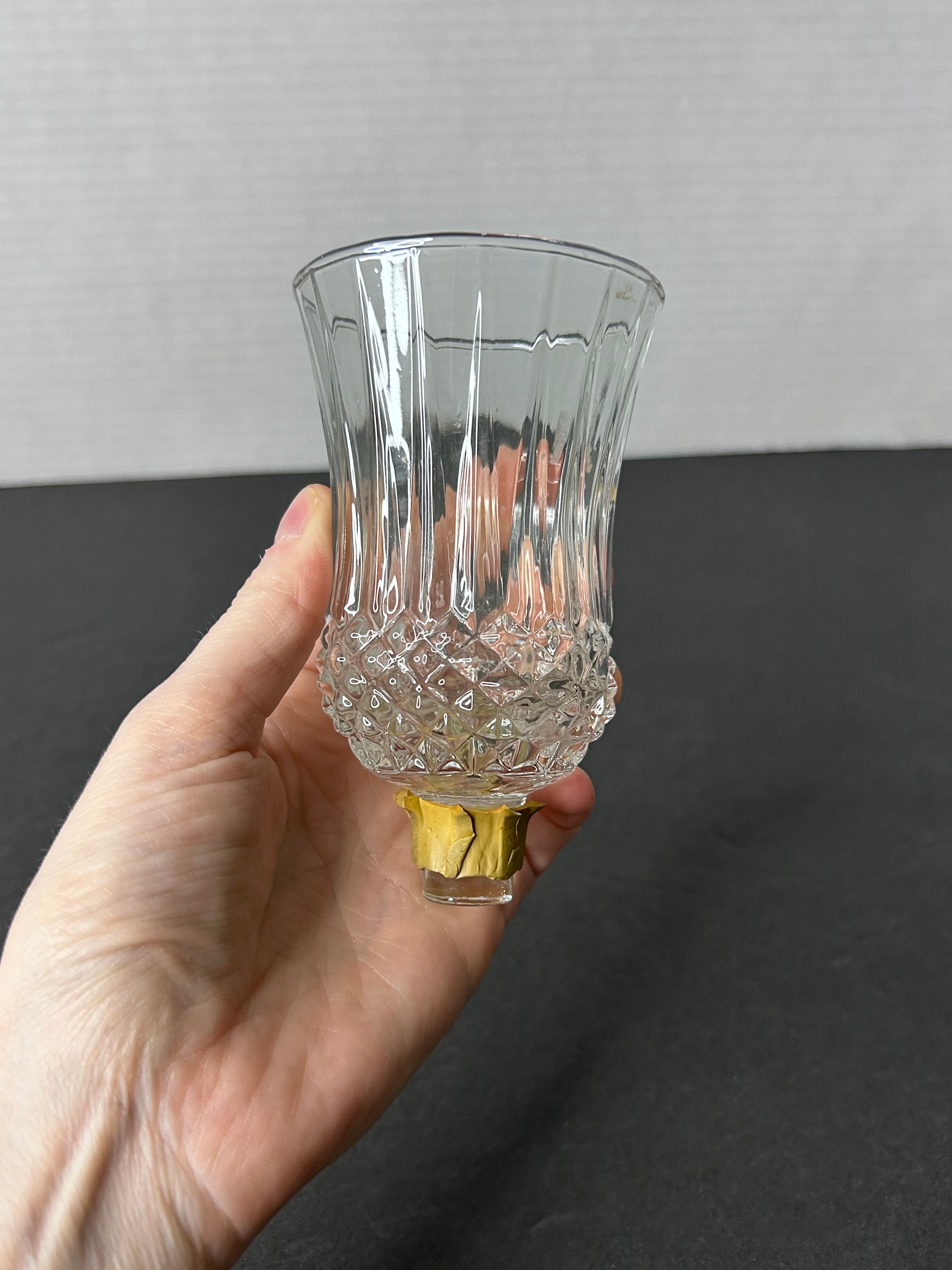 Vintage Clear Glass Diamond Cut Cathedral Bell Shape Votive Candle ...