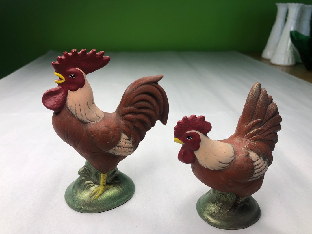Vintage Fine Porcelain Rooster and Hen With Signature on Bottom as ...