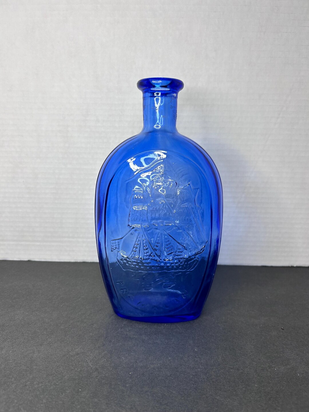 Vintage Cobalt Blue Franklin TWD Schooner Eagle Bottle - Etsy