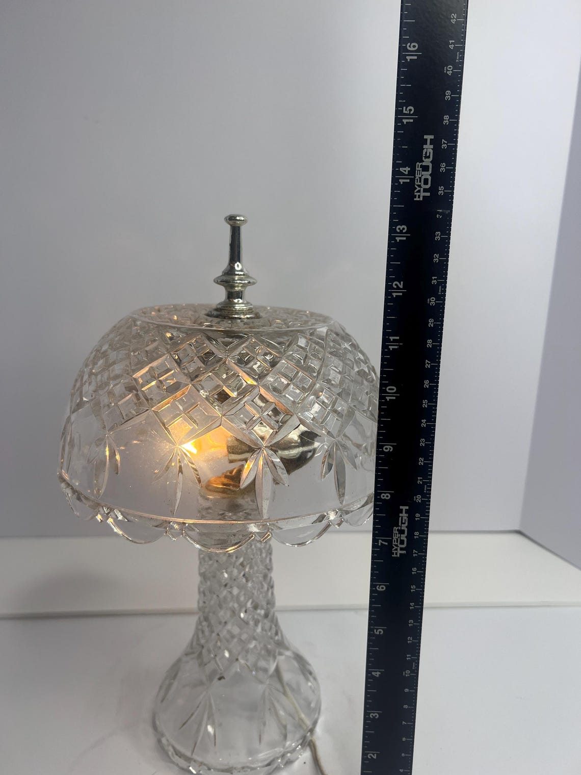 Vintage Cut Crystal Glass Portable/ Parlor Table Lamp ~ Clear Crystal ...