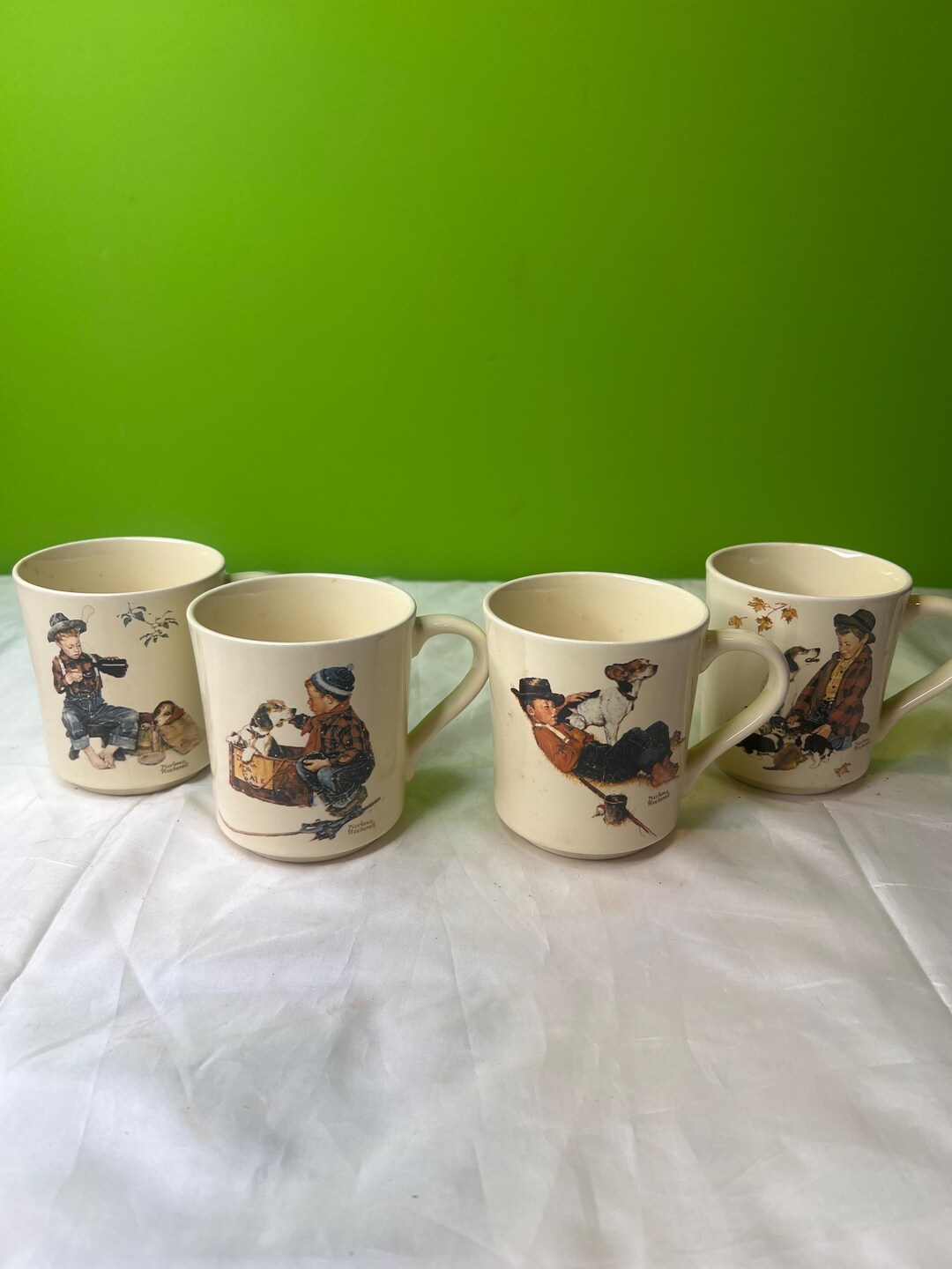 Vintage Set of 4 Norman Rockwell A Boy and His Dog Series Porcelain ...