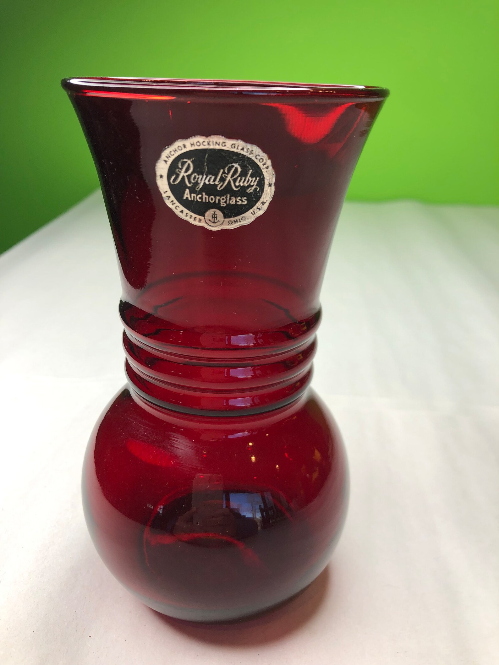 Vintage Ruby Red Royal Anchorglass Vase With Original Stickers - Etsy