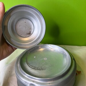 Vintage 1930-1950s Aluminum Musical Box and Powder Puff Case Combined ...