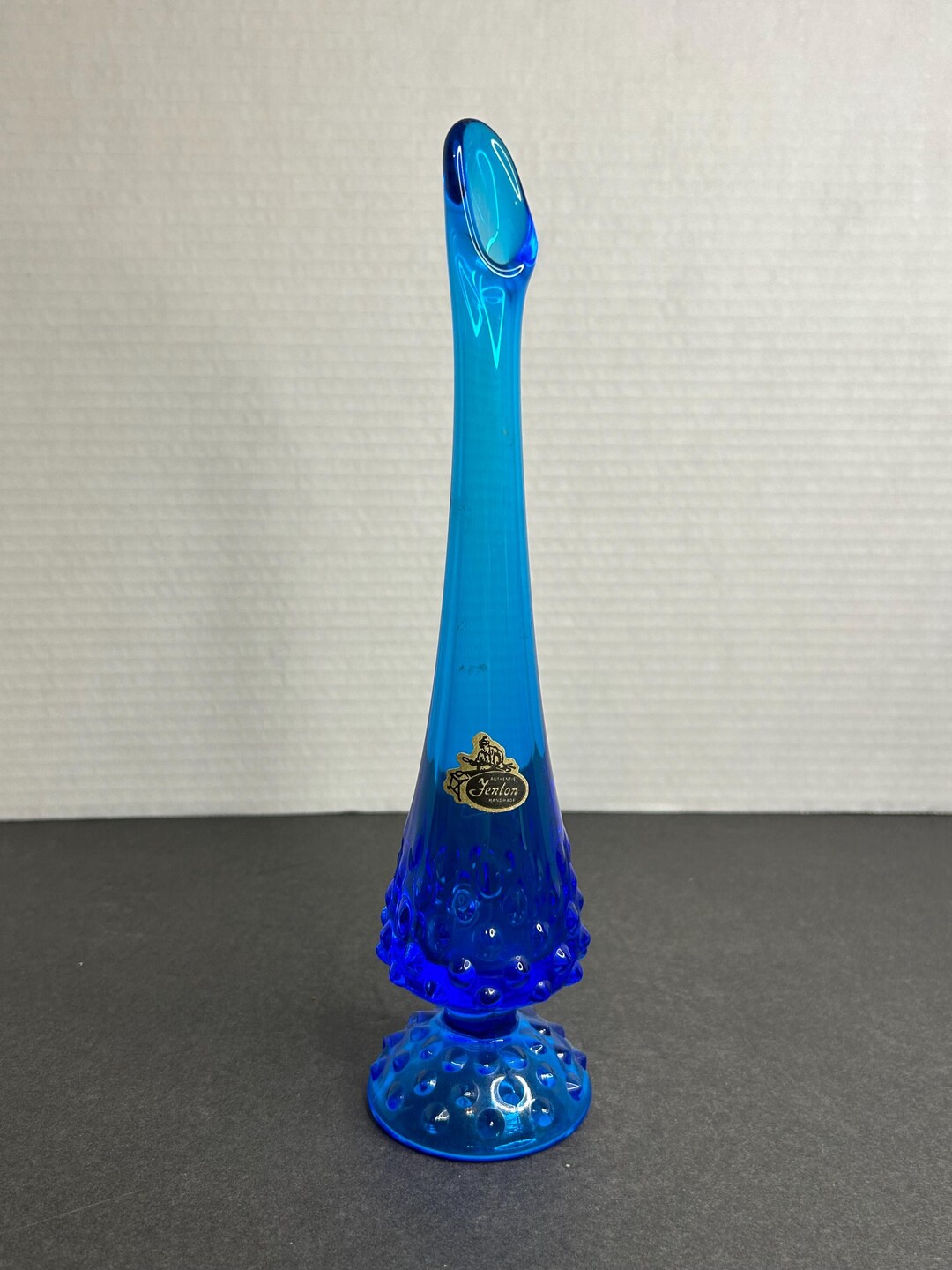 Vintage Fenton Glass Bright Cobalt Blue Uniquely Shaped Tall Bud Vase ...