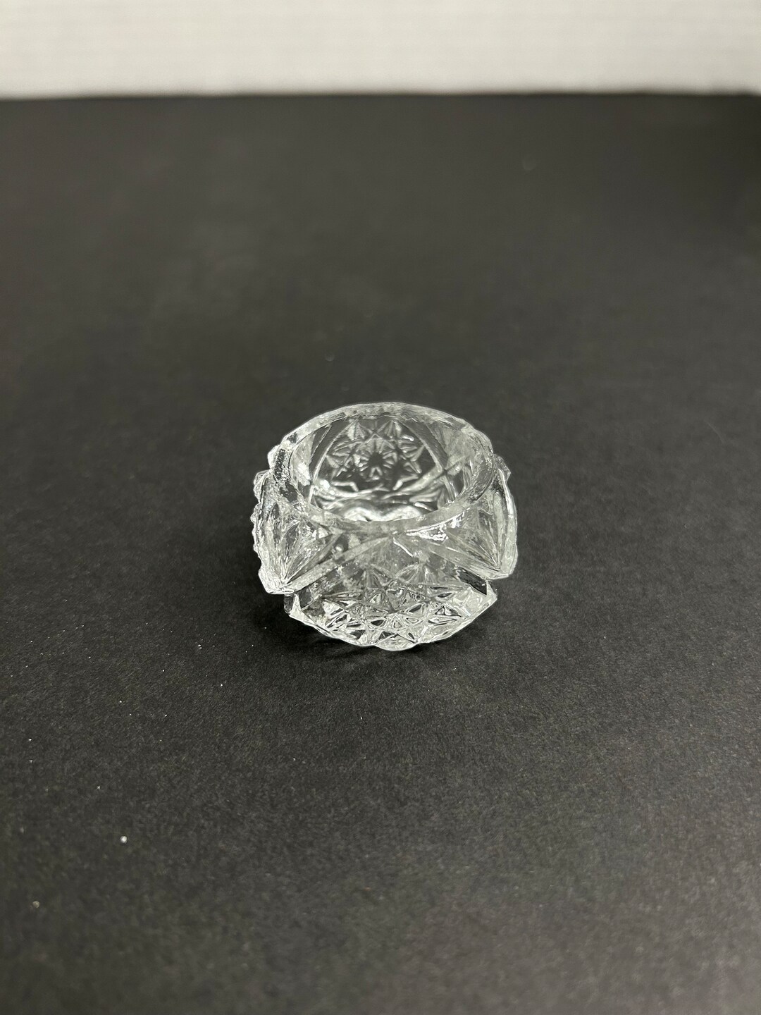 Vintage Clear Crystal Glass Rounded Edge Starburst Circle Salt Well - Etsy