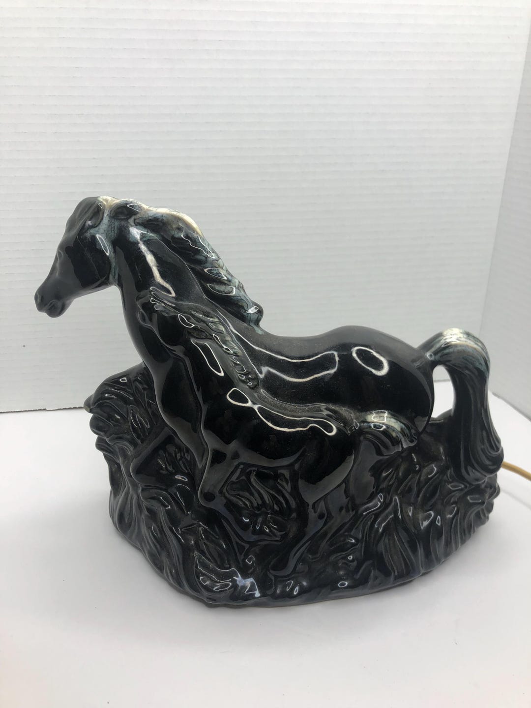 Vintage Black Ceramic TV Lamp of Running Mare and Foal by Phil-mar ...