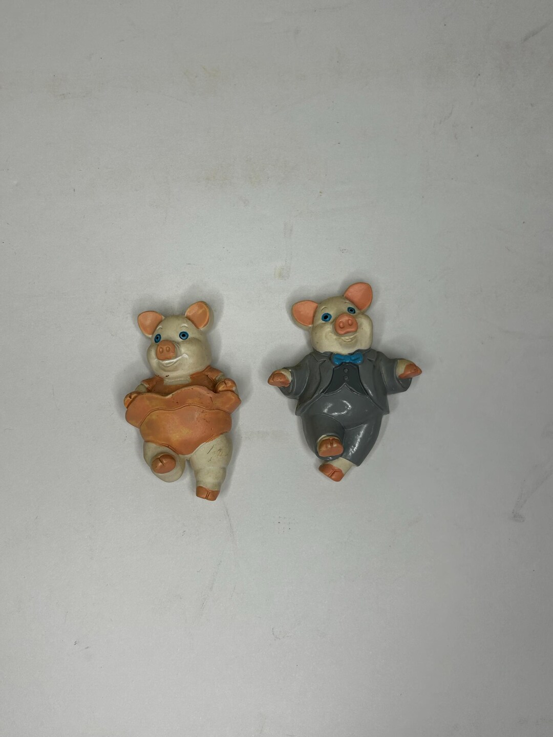 Vintage Set of 2 Dancing Pigs in Formal Attire Dress and Suit Magnets ...