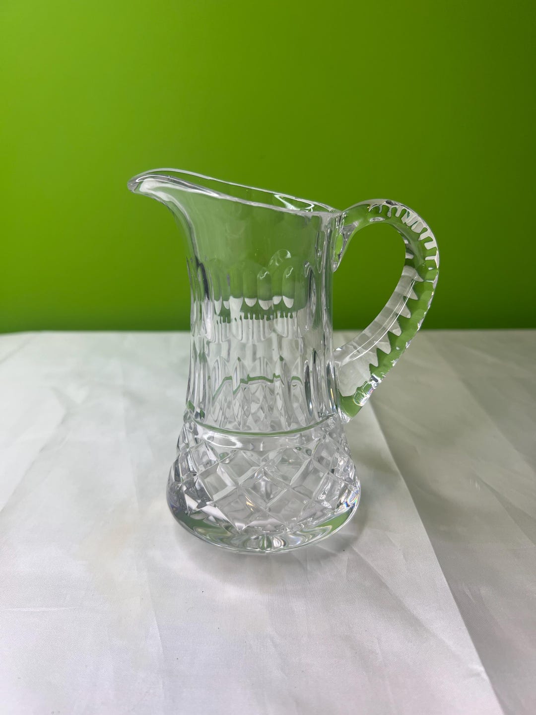 Vintage Different Cut Glass Pitcher ~ Thumbprint and Diamond Cut ...
