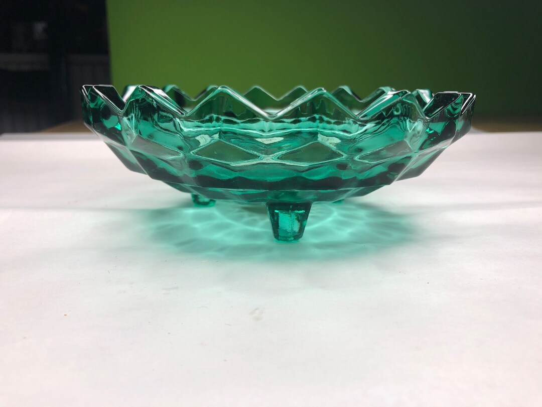 Vintage Evergreen Glass 3 Toed Bon Bin Dish From Indiana Glass Gorgeous ...