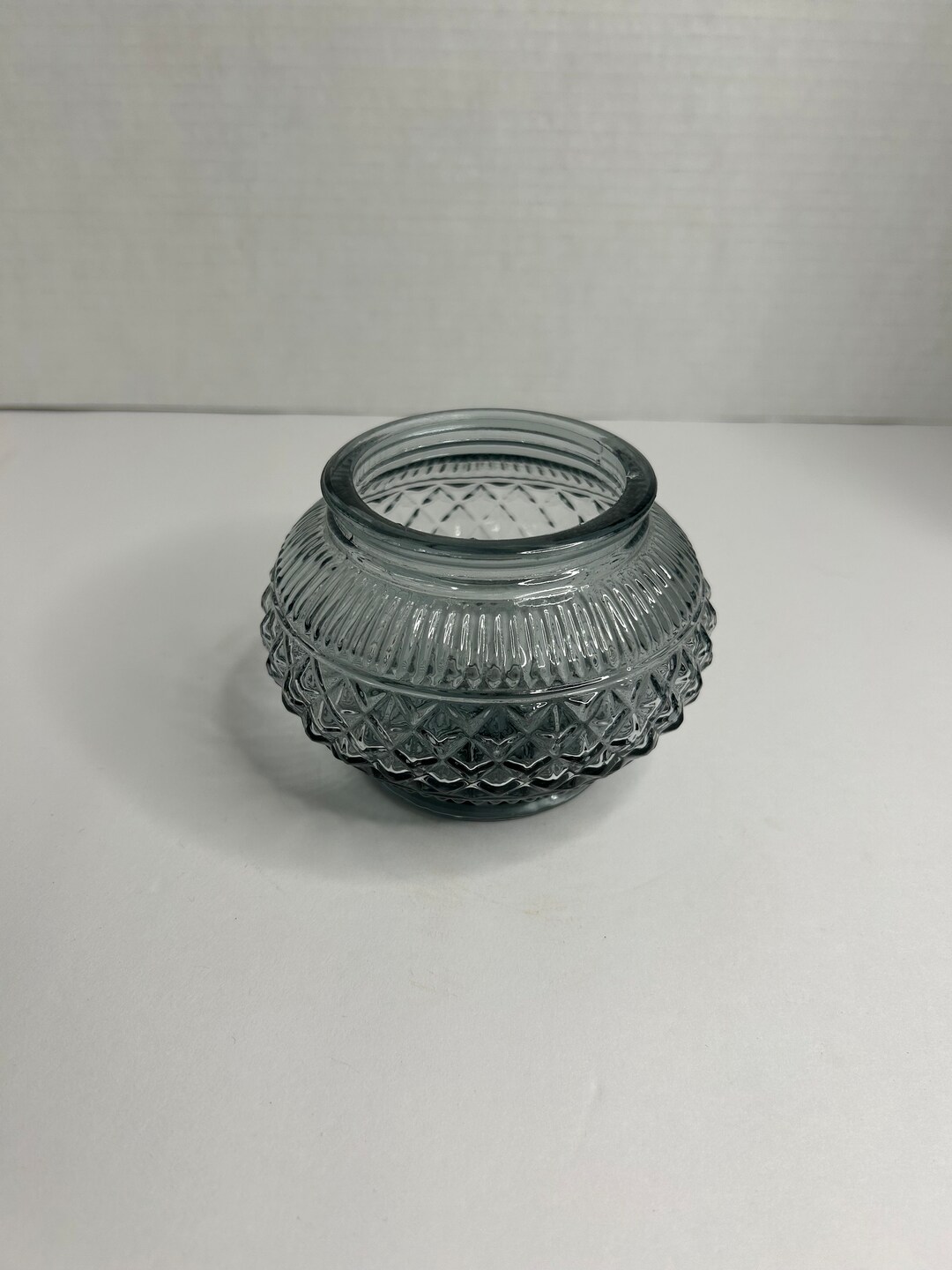 Vintage Textured Blue Tint Glass Starburst Bottom Bowl - Etsy