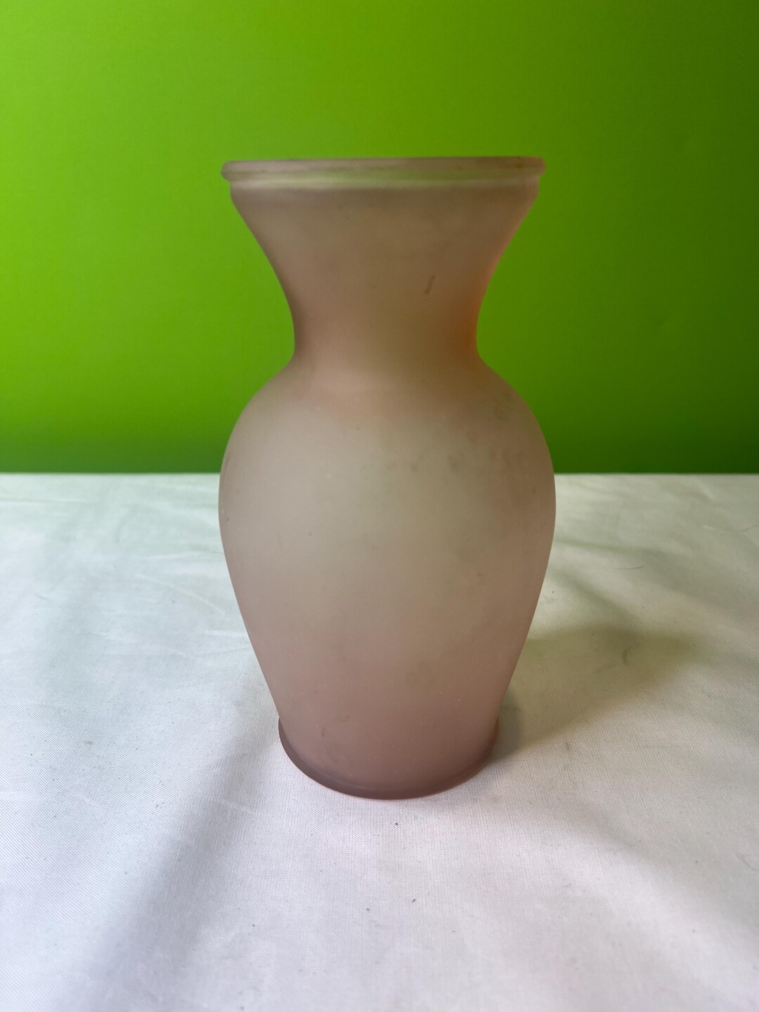 Vintage Frosted Satin Fluted Pink Glass Flower Vase - Etsy