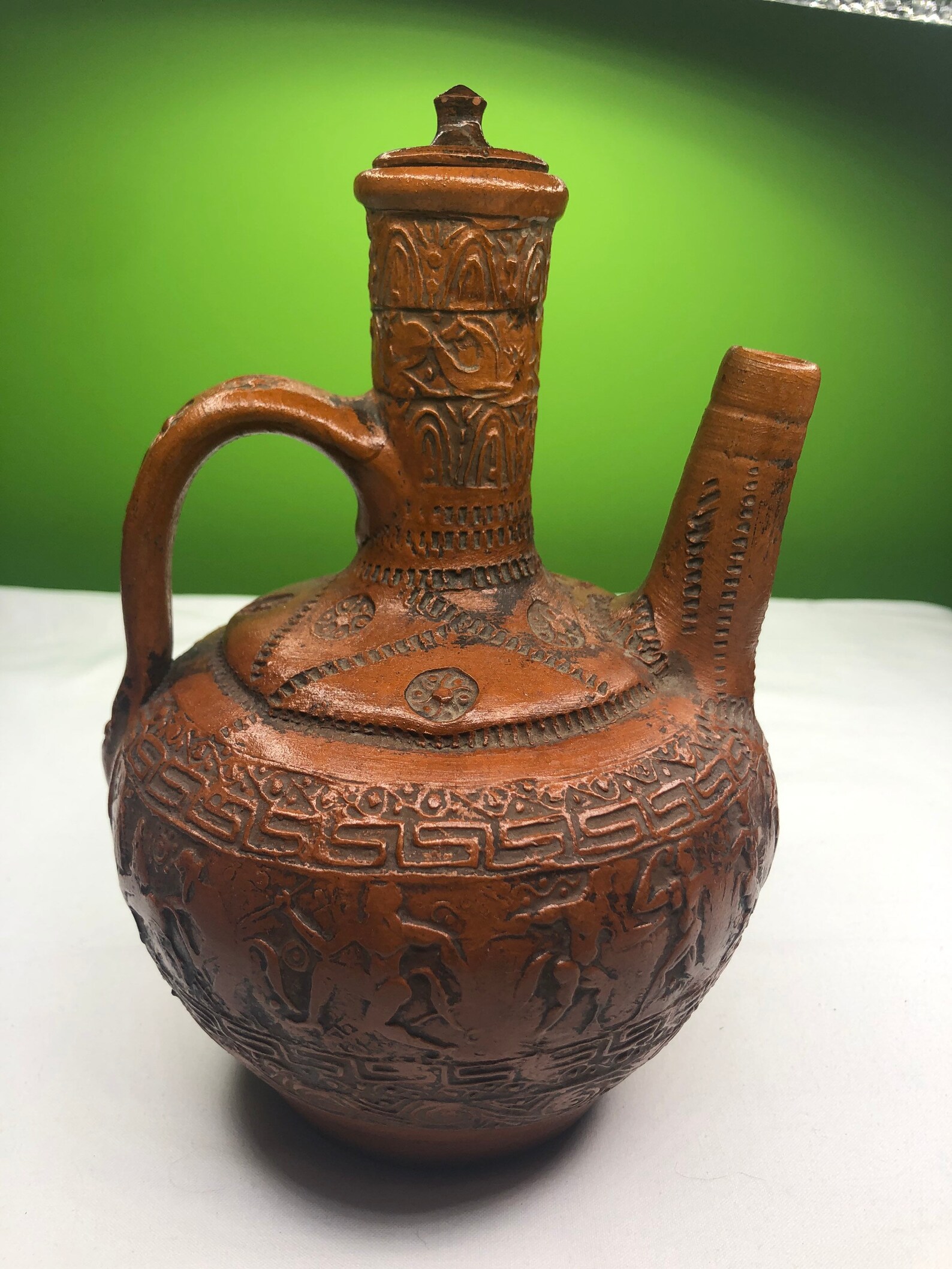 Vintage Stoneware Pottery Ceramic Pitcher From Greece With Ancient ...