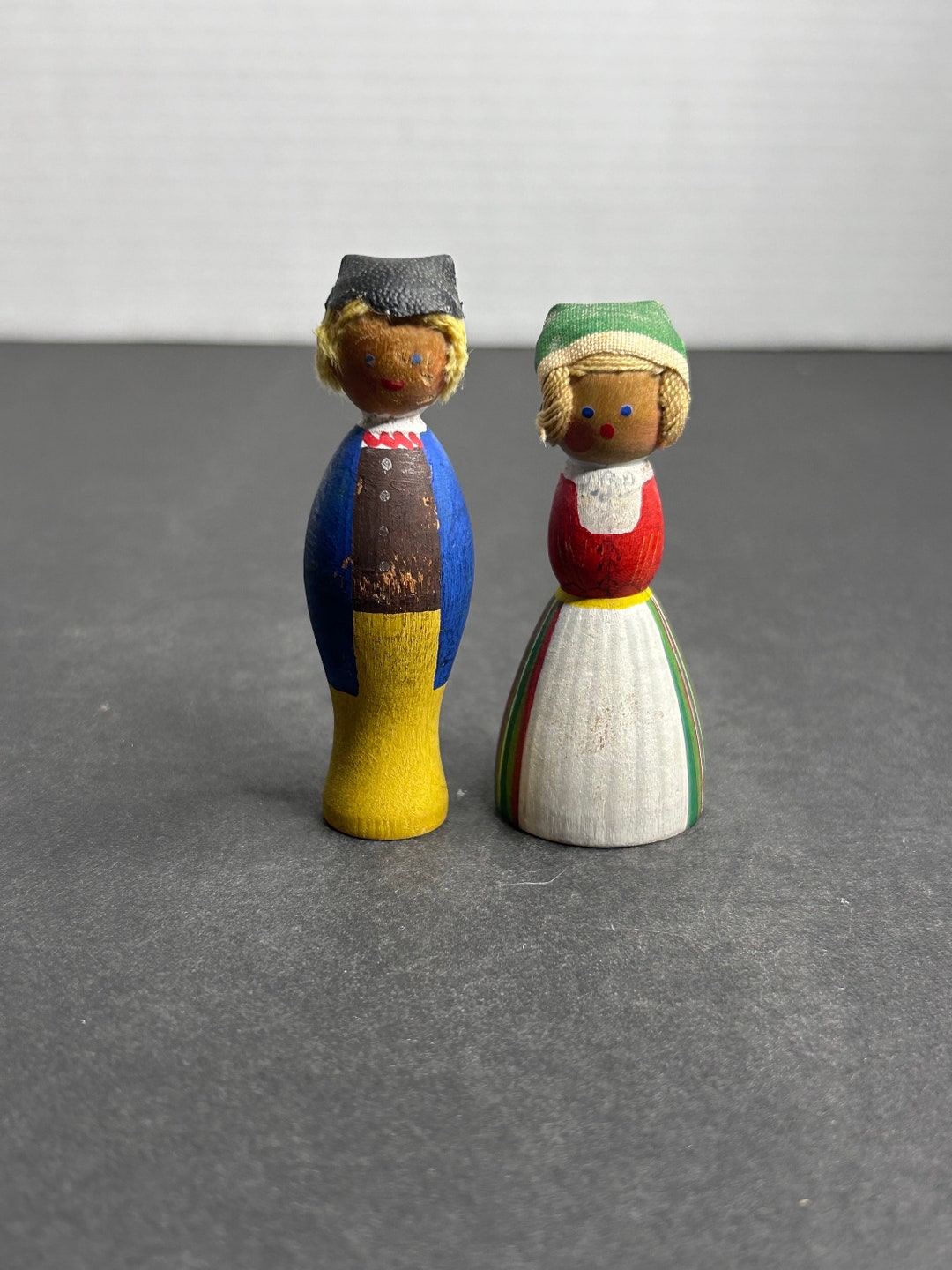 Vintage Wooden Clothspin Handmade Dutch Boy and Girl Mini Peg Dolls ...